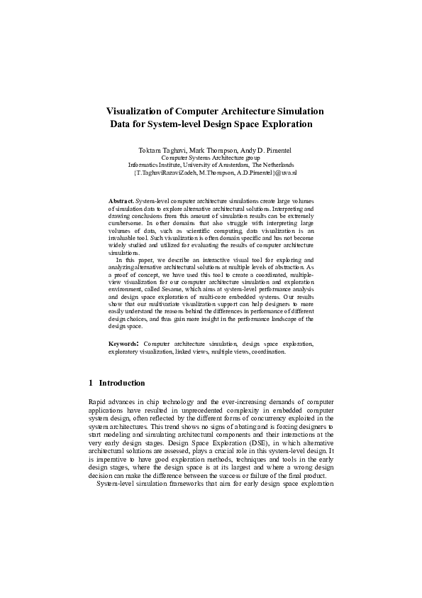Pdf Visualization Of Computer Architecture Simulation Data For System Level Design Space
