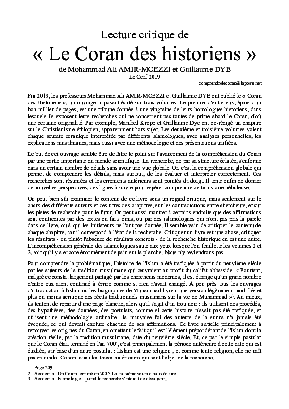 (PDF) « Coran des Historiens » de Mohammad Ali AMIR-MOEZZI et Guillaume ...