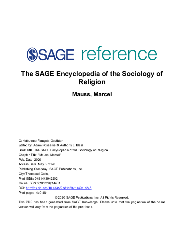 (PDF) Mauss, Marcel