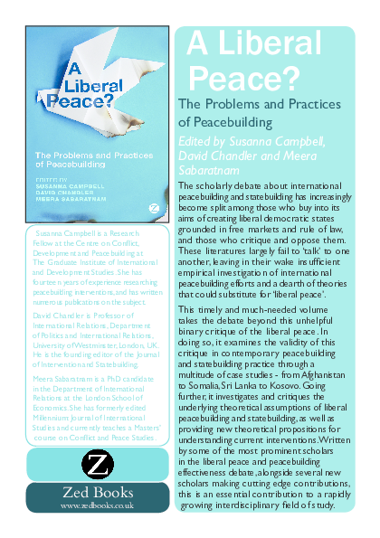 (PDF) A Liberal Peace? The Problems and Practices of Peacebuilding