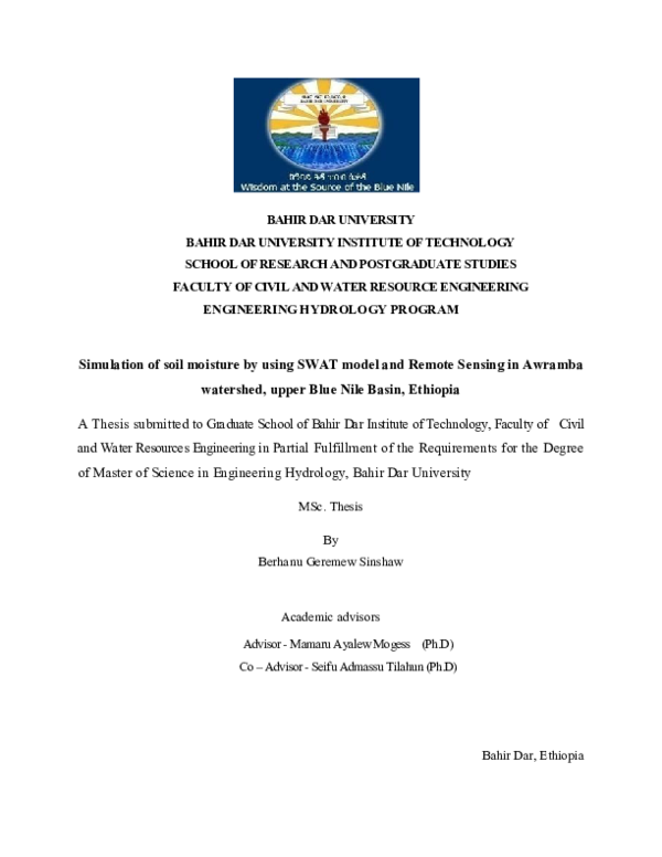 (PDF) Simulation of soil moisture by using SWAT model and Remote ...