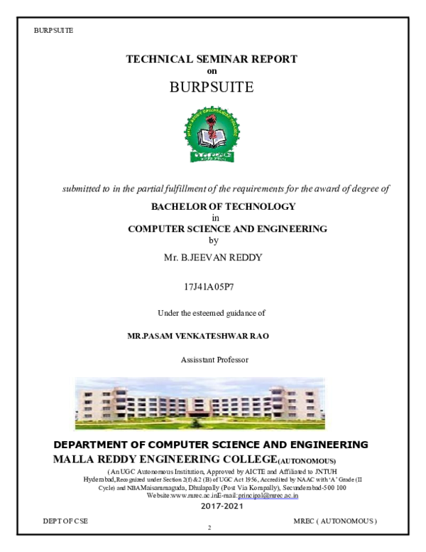 (PDF) BURPSUITE DEPT OF CSE MREC ( AUTONOMOUS ) 2 MALLA REDDY ...