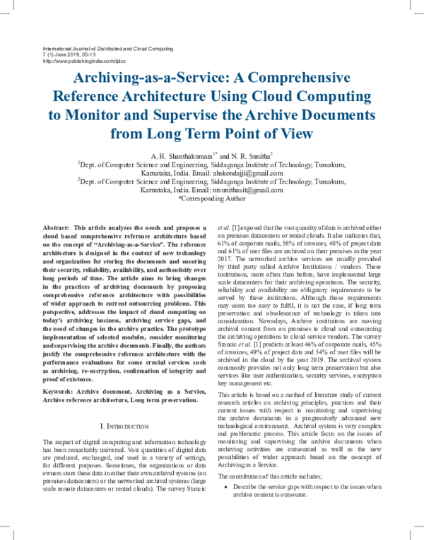 (PDF) Archiving-as-a-Service: A Comprehensive Reference Architecture ...