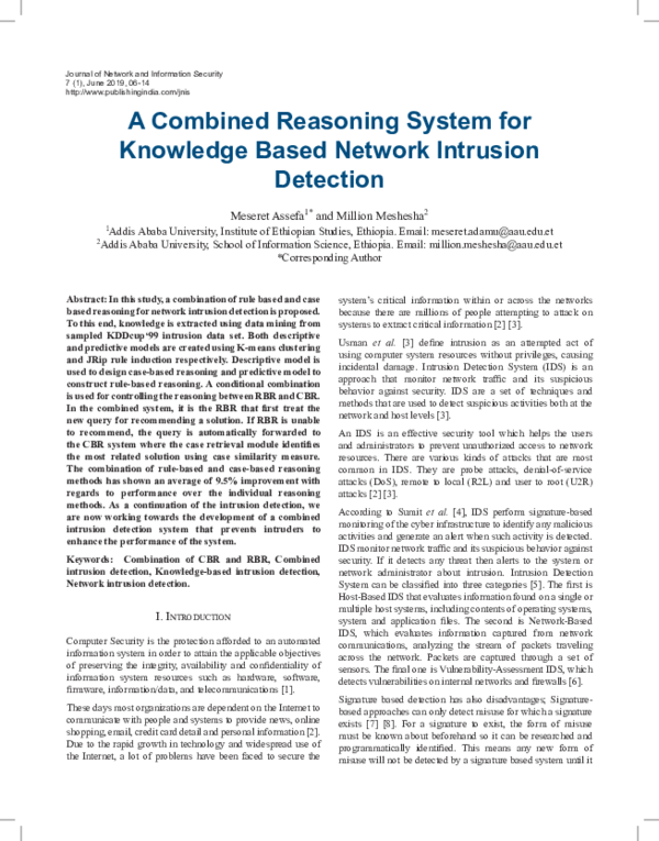 (PDF) A Combined Reasoning System for Knowledge Based Network Intrusion Detection