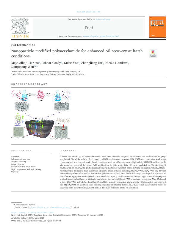(PDF) Nanoparticle modified polyacrylamide for enhanced oil recovery at ...