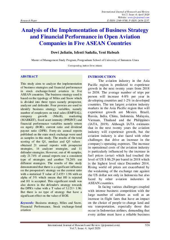 (PDF) Analysis of the Implementation of Business Strategy and Financial ...