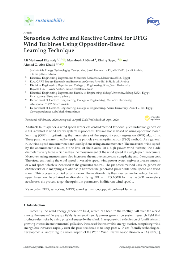Pdf Sensorless Active And Reactive Control For Dfig Wind Turbines