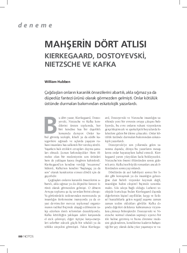 (PDF) William Hubben - Mahşerin Dört Atlısı: Kierkegaard, Dostoyevski ...