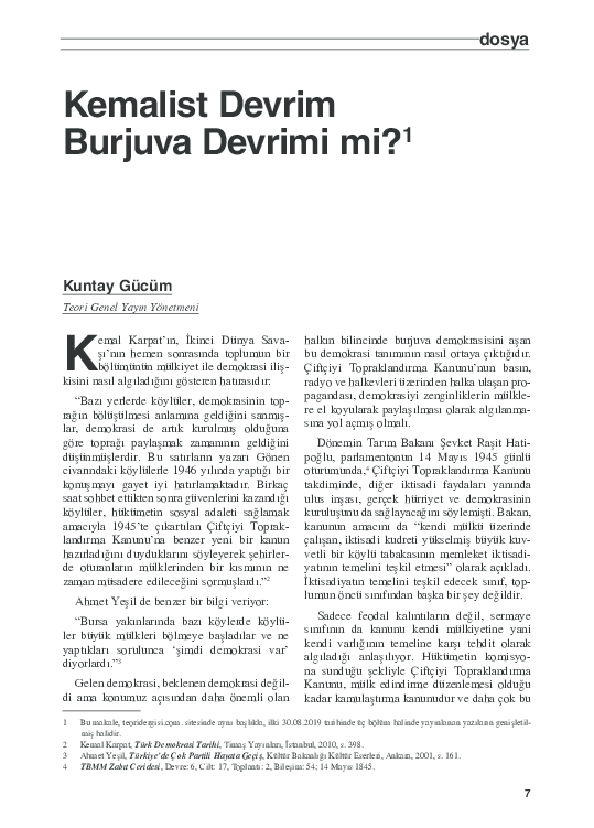 (PDF) Kemalist Devrim burjuva devrimi mi?