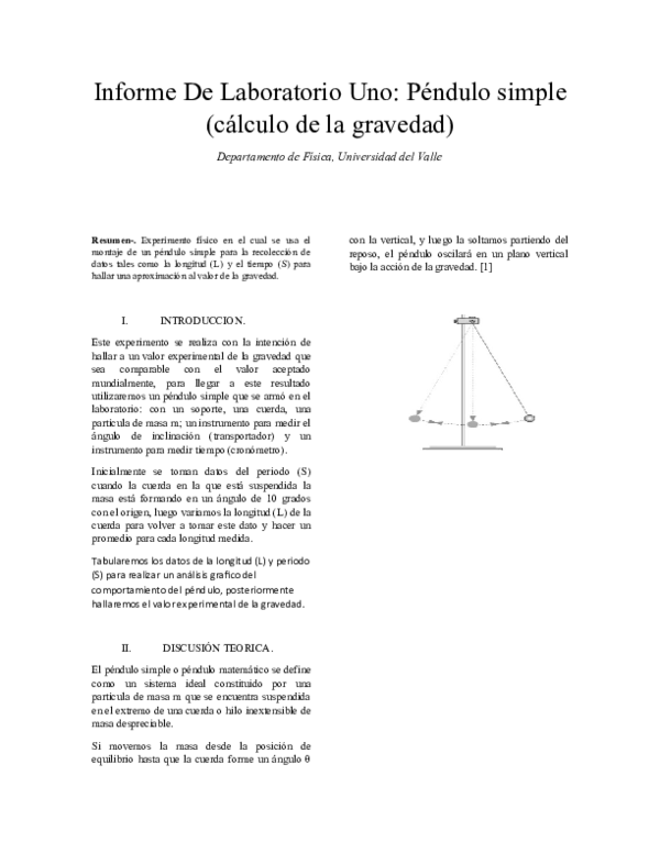(DOC) INFORME LAB : pendulo simple