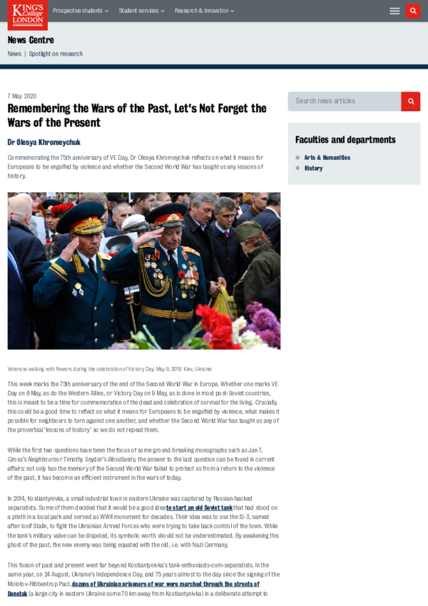 (PDF) Remembering the Wars of the Past, Let's Not Forget the Wars of ...