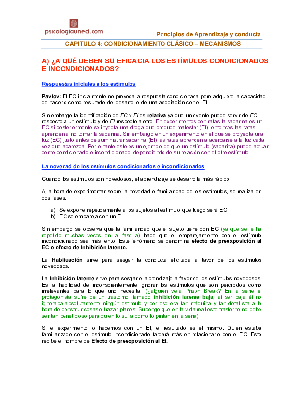 (PDF) Principios de Aprendizaje y conducta CAPITULO 4: CONDICIONAMIENTO ...
