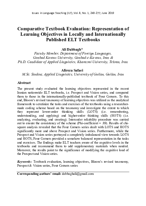 (PDF) Comparative Textbook Evaluation: Representation of Learning ...