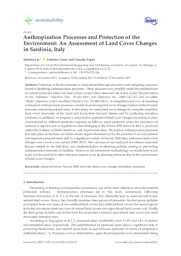 (PDF) Anthropization Processes and Protection of the Environment: An ...