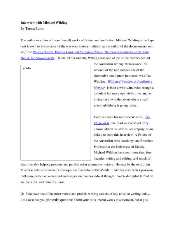 (PDF) Michael Wilding interview with Terry Burns
