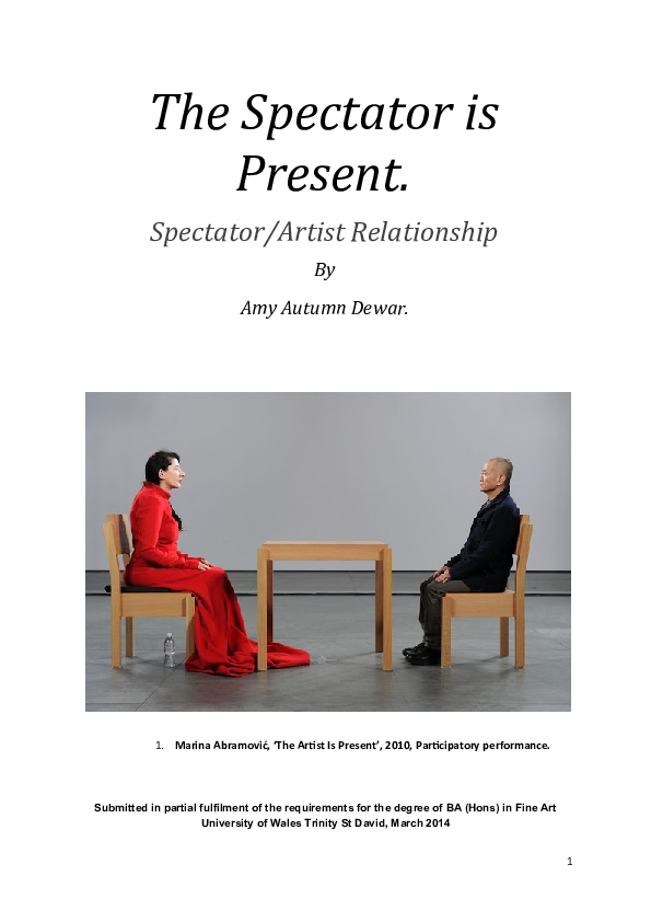 (DOC) The Spectator is Present. Spectator/Artist Relationship