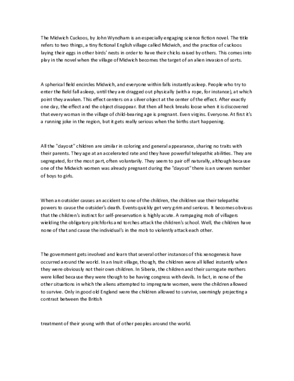 (DOC) The Midwich Cuckoos