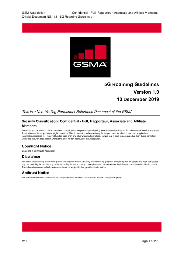 (PDF) 5G Roaming Guidelines - GSMA