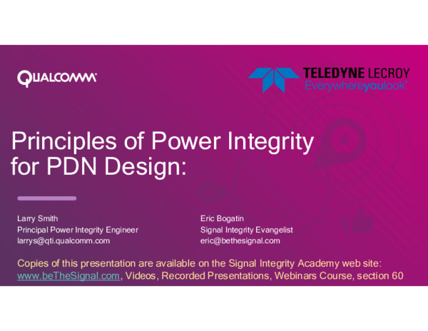 (PDF) Principles of Power Integrity for PDN Design