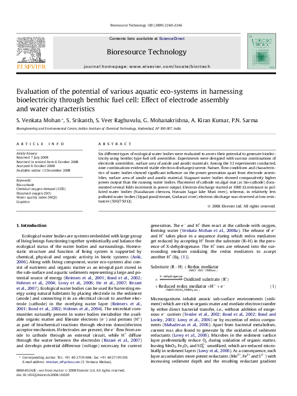 (PDF) Evaluation of the potential of various aquatic eco-systems in ...