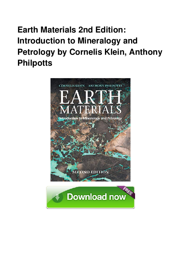 Earth Materials Introduction To Mineralogy And Petrology 2nd Edition ...