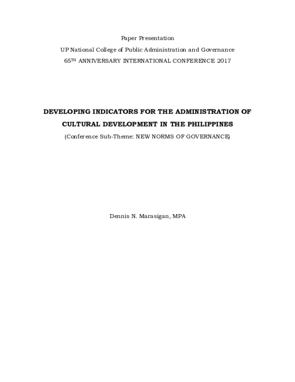 (PDF) Developing Indicators for the Administration of Cultural ...