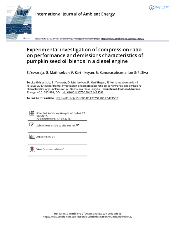 (PDF) Experimental investigation of compression ratio on performance and emissions ...