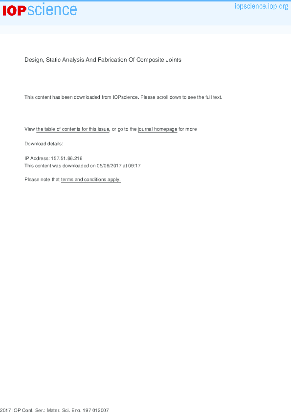 Pdf Design Static Analysis And Fabrication Of Composite Joints