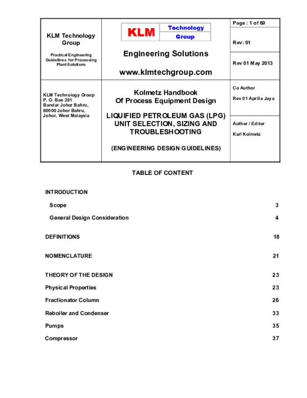 (PDF) LIQUIFIED PETROLEUM GAS (LPG) UNIT SELECTION, SIZING AND ...