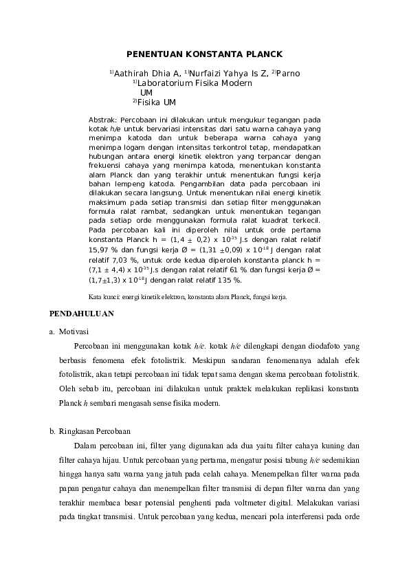 (DOC) PENENTUAN KONSTANTA PLANCK