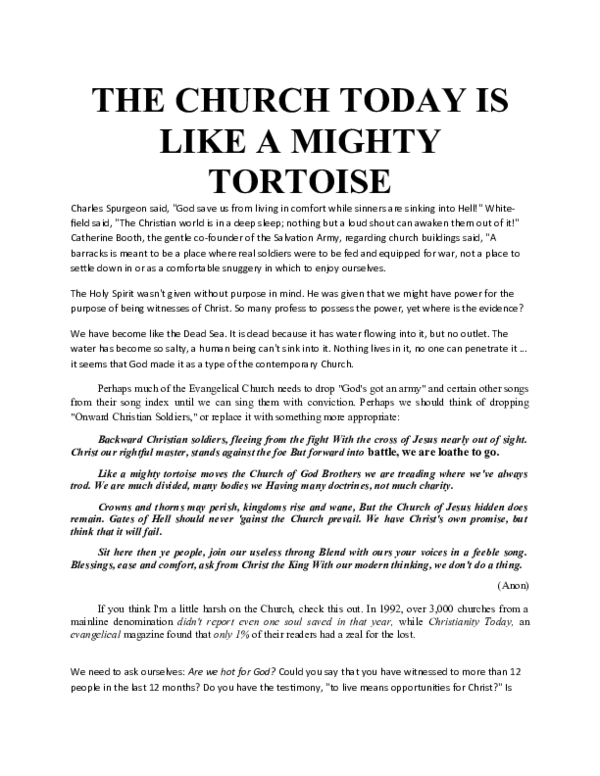 (DOC) THE CHURCH TODAY IS LIKE A MIGHTY TORTOISE | SOLOMON K W E S I ...