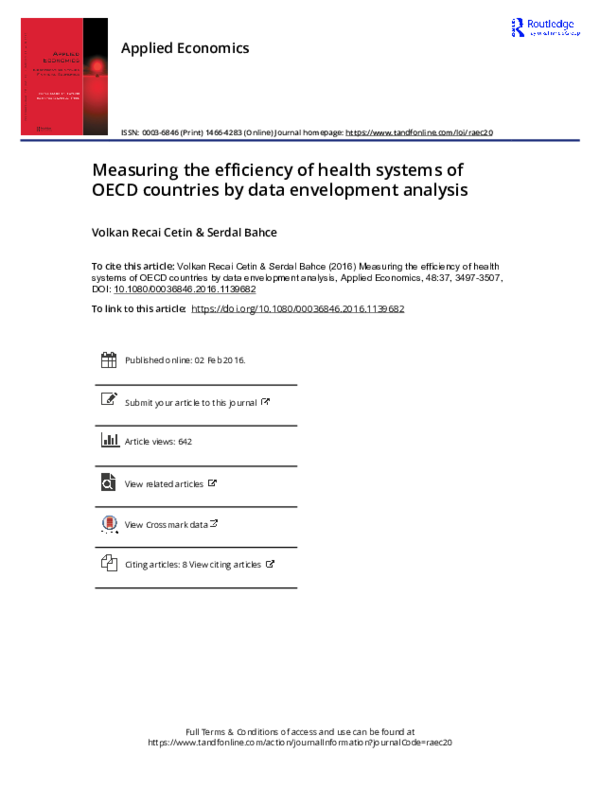 (PDF) Measuring the efficiency of health systems of OECD countries by ...