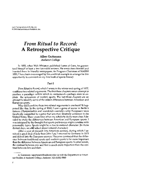 (PDF) From Ritual to Record: A Retrospective Critique