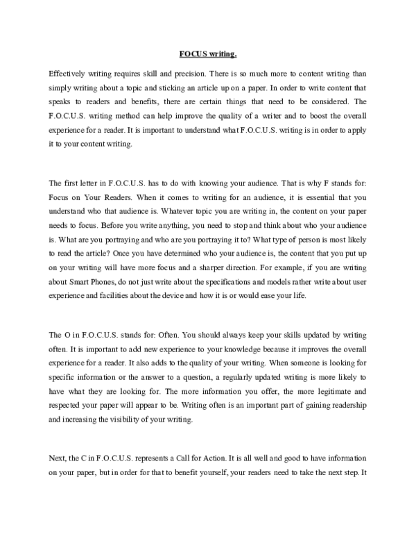 (DOC) Focus Writing