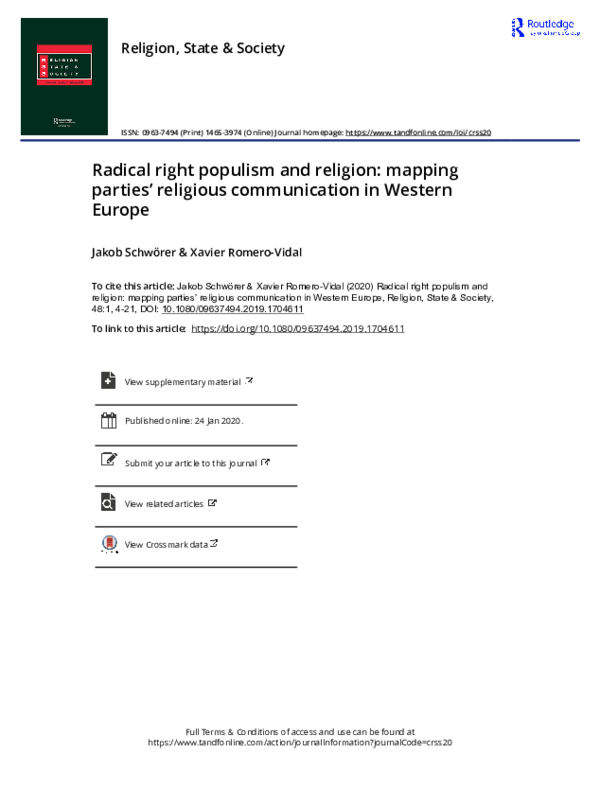 (PDF) Radical right populism and religion: mapping parties’ religious ...