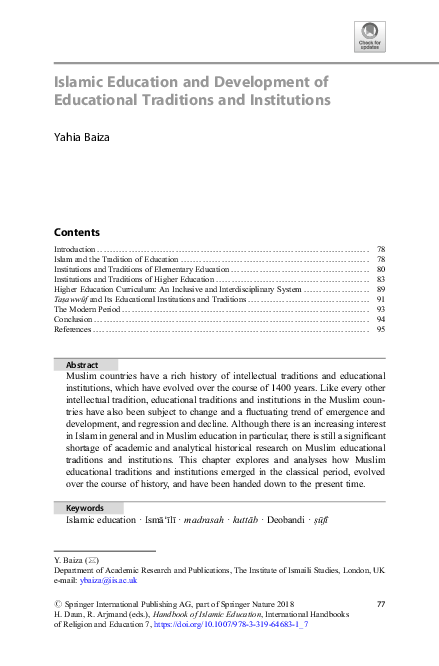 (PDF) Islamic Education and Development of Educational Traditions and ...