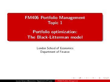 (PDF) FM406 Portfolio Management Topic 1 Portfolio optimization: The Black-Litterman model