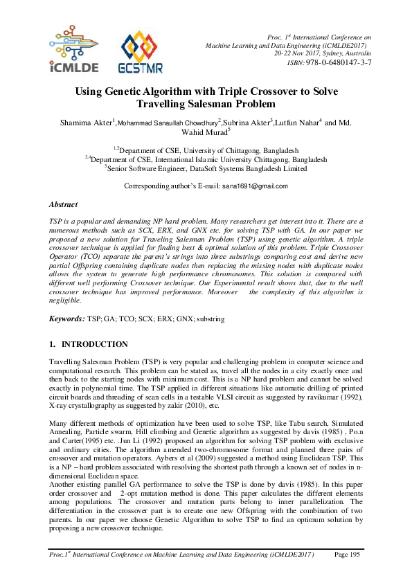 (PDF) Using Genetic Algorithm with Triple Crossover to Solve Travelling ...