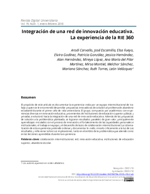 (PDF) Integración de una red de innovación educativa. La experiencia de ...