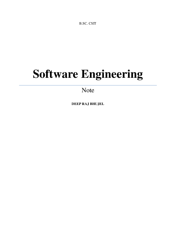 (PDF) Software Engineering Note DEEP RAJ BHUJEL