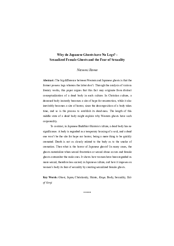 (PDF) Why do Japanese Ghosts have No Legs? - Sexualized Female Ghosts ...