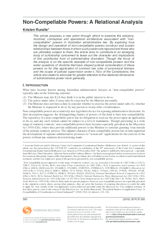 (PDF) Non-Compellable Powers: A Relational Analysis