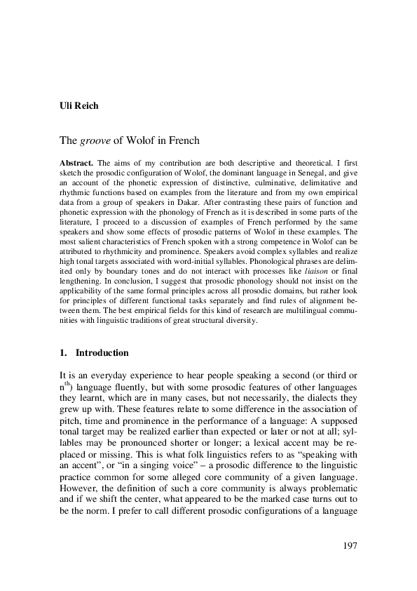 (PDF) The groove of Wolof in French