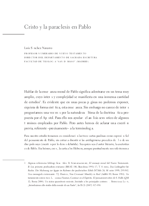 (PDF) Cristo y la paraclesis en Pablo