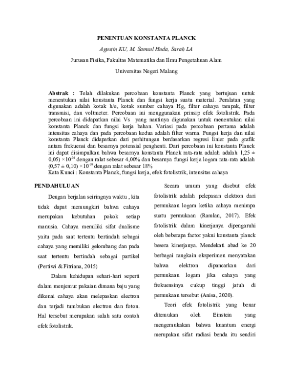 (DOC) Penentuan Konstanta Planck