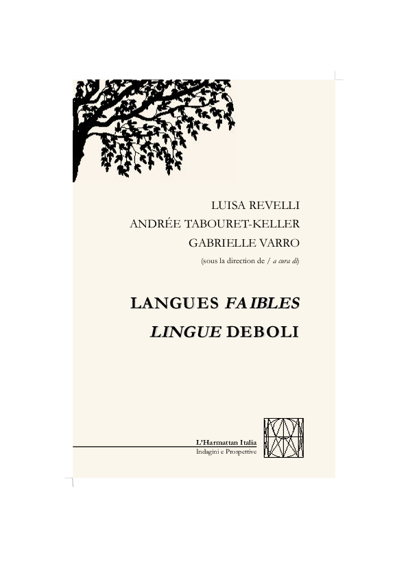 (PDF) Langues faibles / Lingue deboli