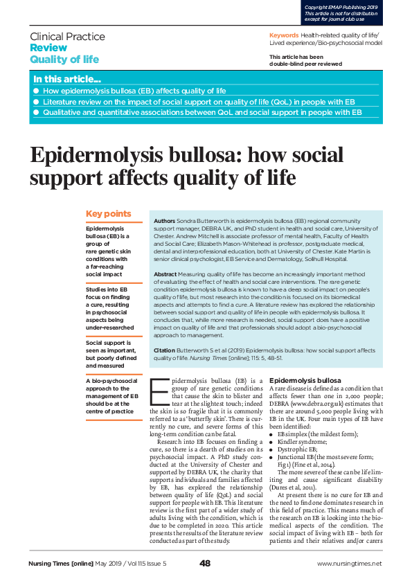 Epidermolysis Bullosa Life Expectancy