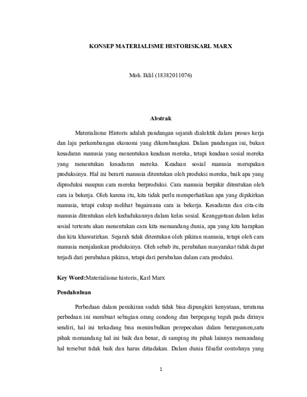 (DOC) MATERIALISME HISTORIS MENURUT MARX
