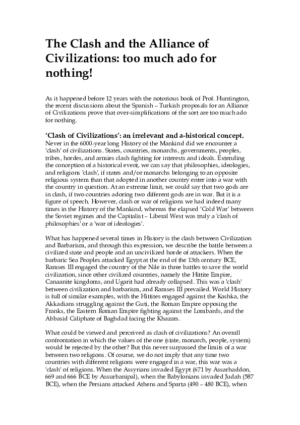 (DOC) The Myth of Civilizational Clash: Debunking Western Narratives