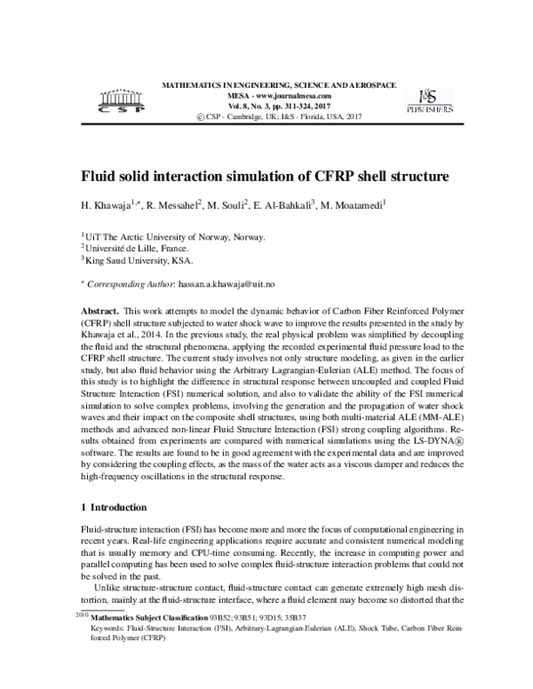 Fluid Solid Interaction Simulation Of Cfrp Shell Structure